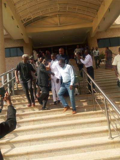 Photos: Ex-PDP spokesman Olisa Metuh appears in court on stretcher - P ...