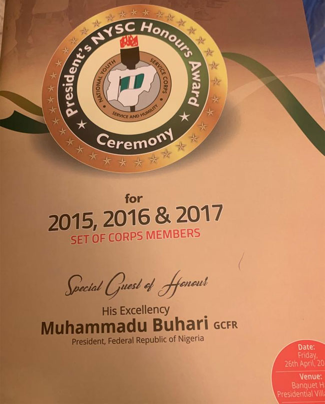168 Recipients Of President’s NYSC Honours Award Get Automatic Employment - P.M. News