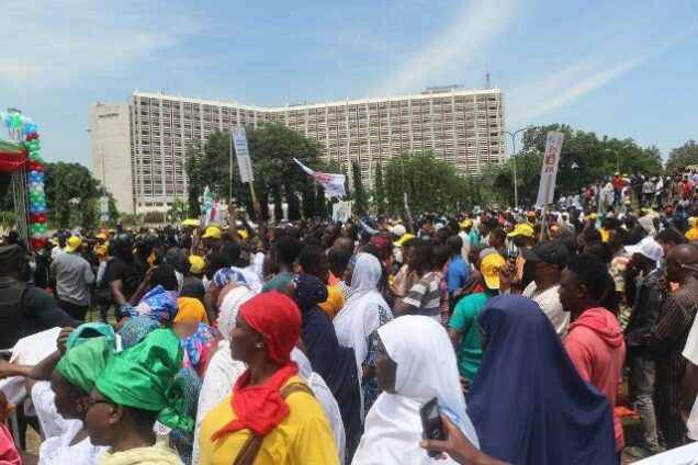 Massive crowd as Abuja stands still for Tinubu (Photos) - P.M. News