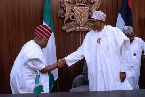 Moment Adeleke landed in Aso Rock to see Buhari (Photos) - P.M. News