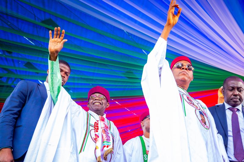 How Tinubu reacted to huge crowd at his rally in Borno today (Photos ...