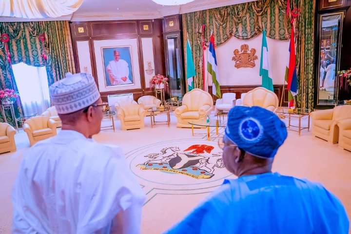 PHOTOS: Moment Buhari conducted Tinubu round Aso Rock Presidential Villa - P.M. News