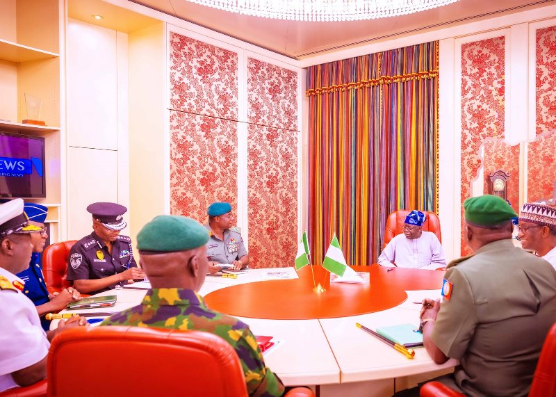 Moment Tinubu held first meeting with Service Chiefs in Abuja (Video, photos) - P.M. News