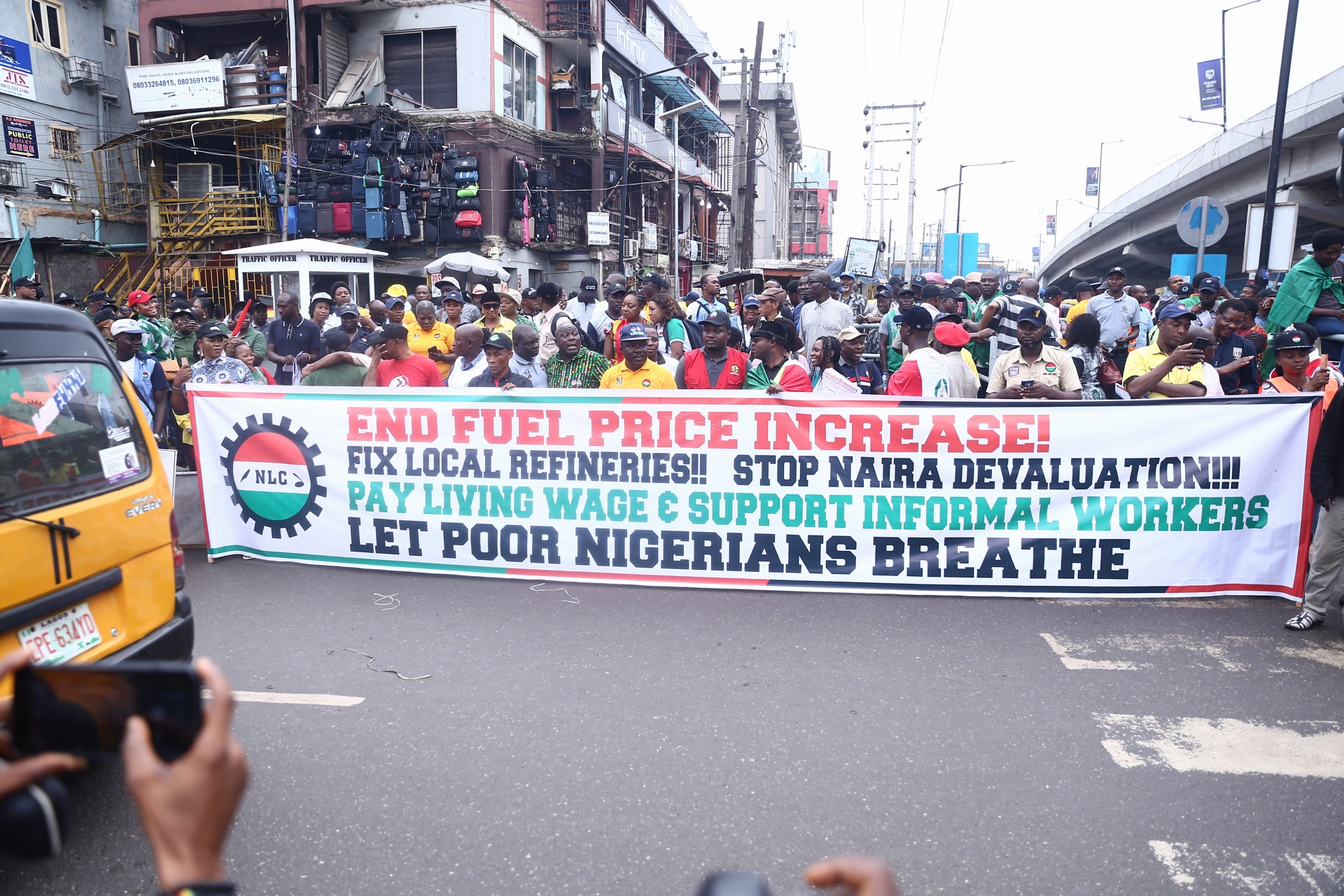 Photos as NLC protests removal of fuel subsidies in Lagos - P.M. News