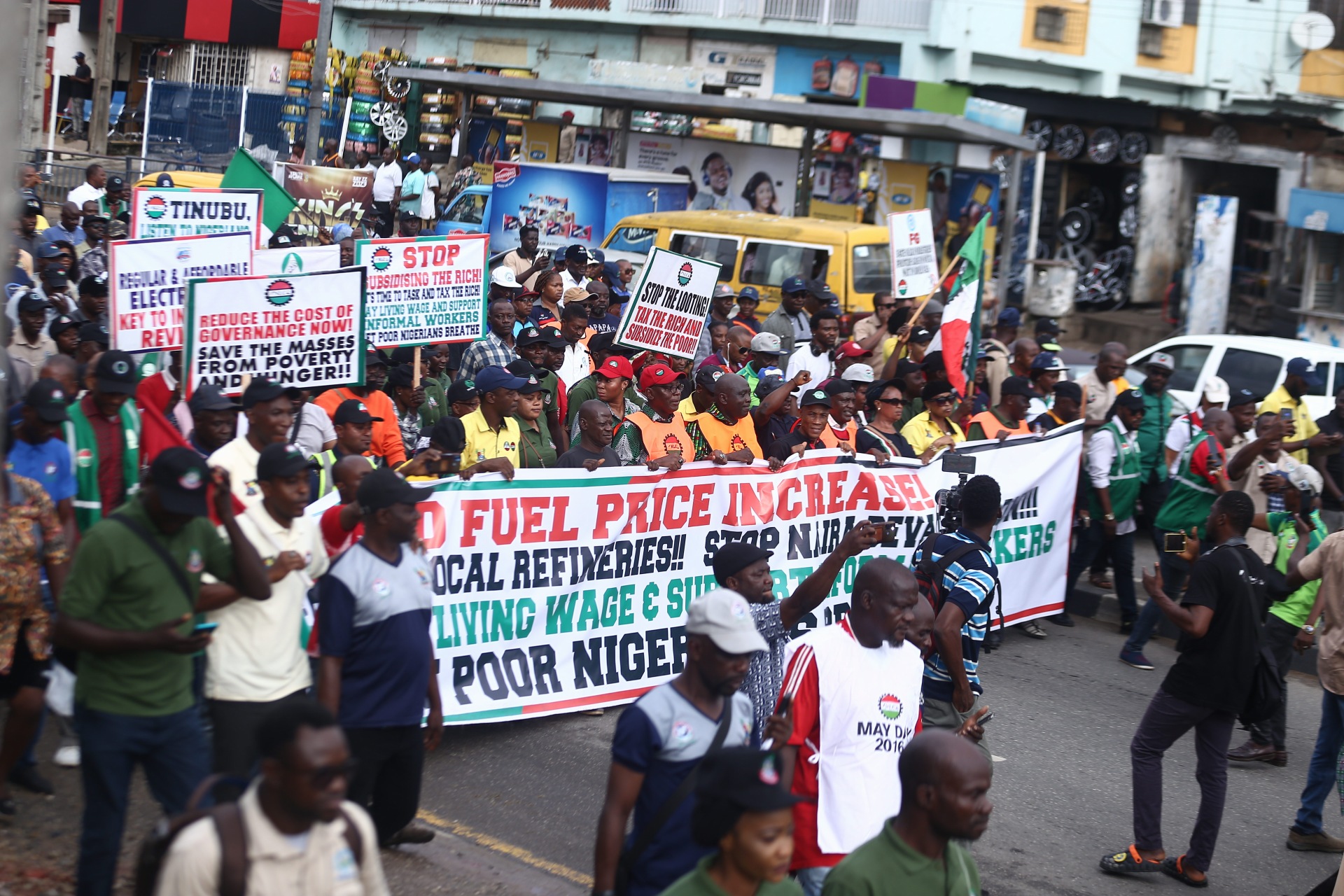 Photos as NLC protests removal of fuel subsidies in Lagos - P.M. News
