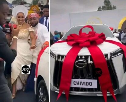 Davido surprises Chioma with another car on wedding day (Video) - P.M. News