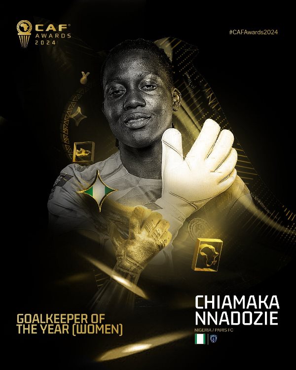 Chiamaka Nnadozie named CAF Women’s Goalkeeper of the Year - P.M. News