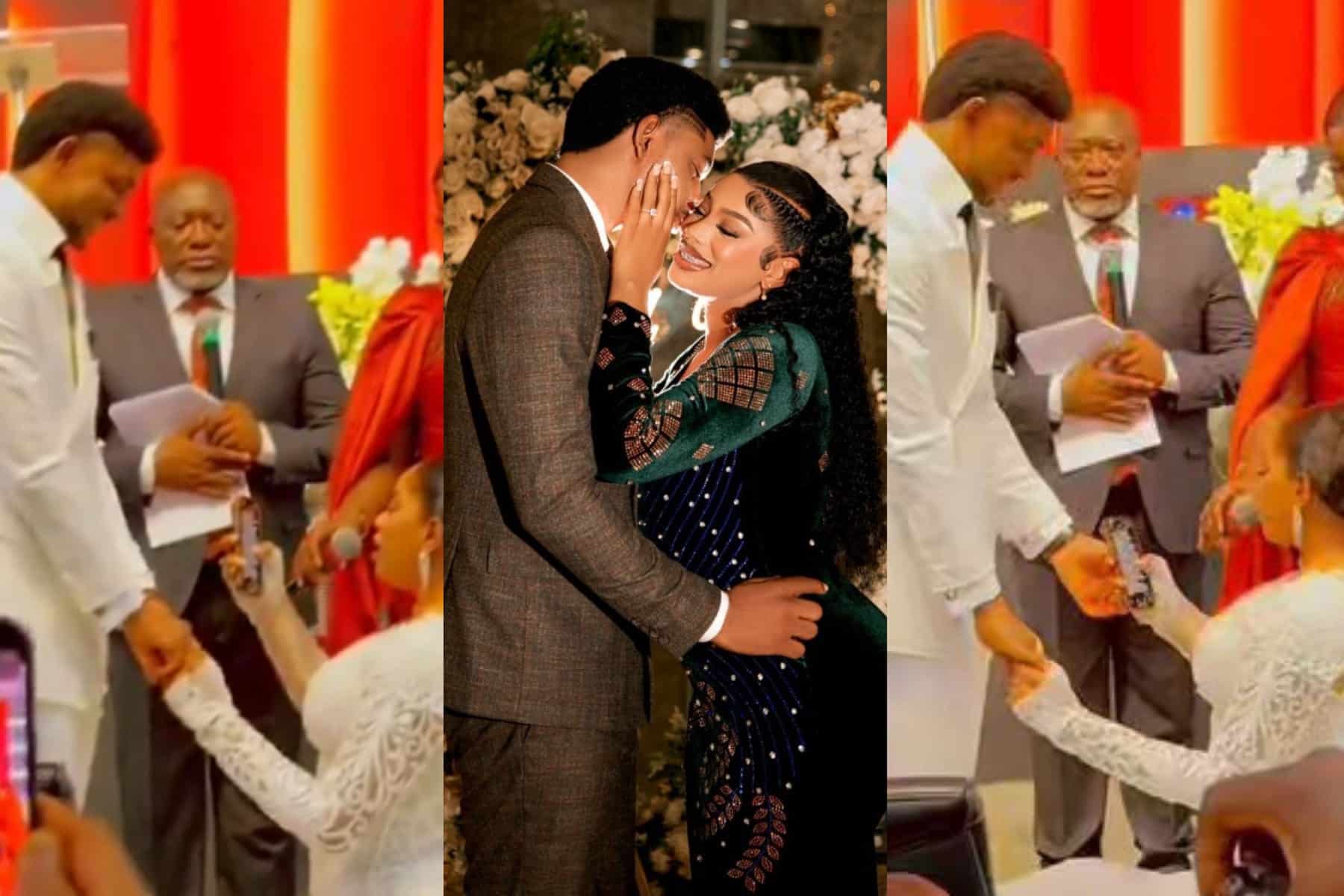 Steve Crown under fire as wife kneels to take marital vows