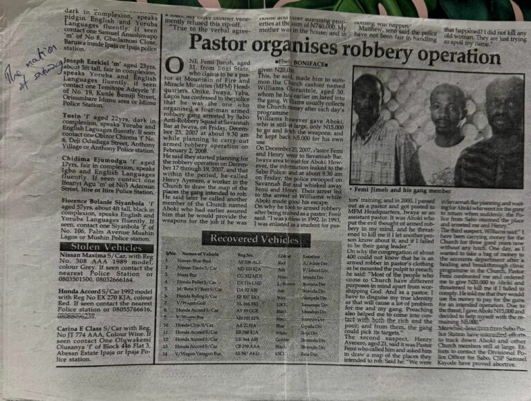 MFM clears air on 2007 ‘Pastor Robbery’ story – P.M. News